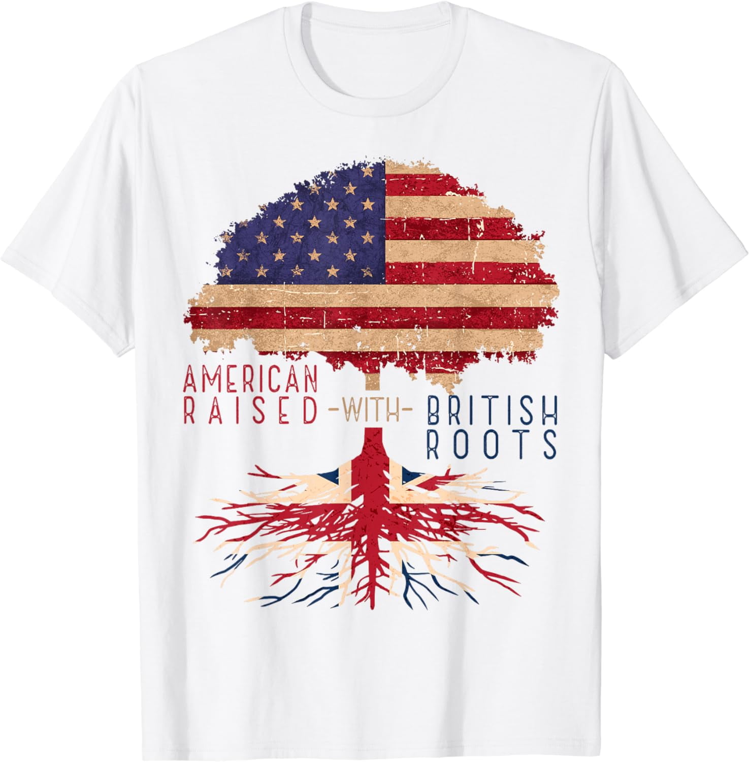 American Grown British Roots Flag America UK United Kingdom T-Shirt ...