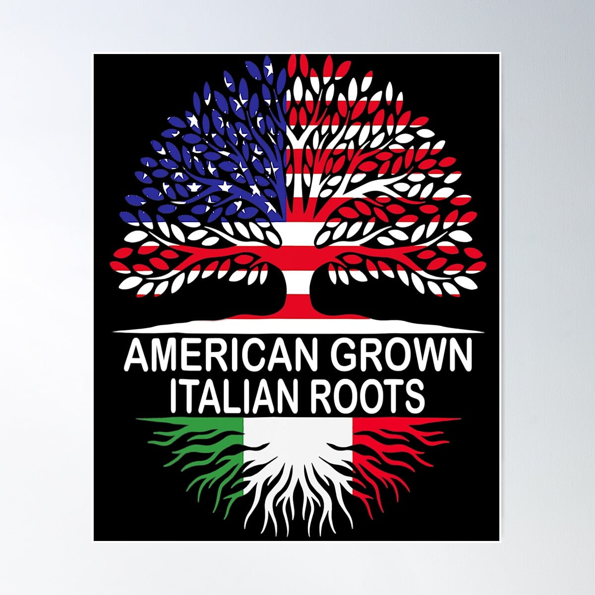 American Grown Italian Roots Italy Flag Poster Wall Art, Modern Wall ...