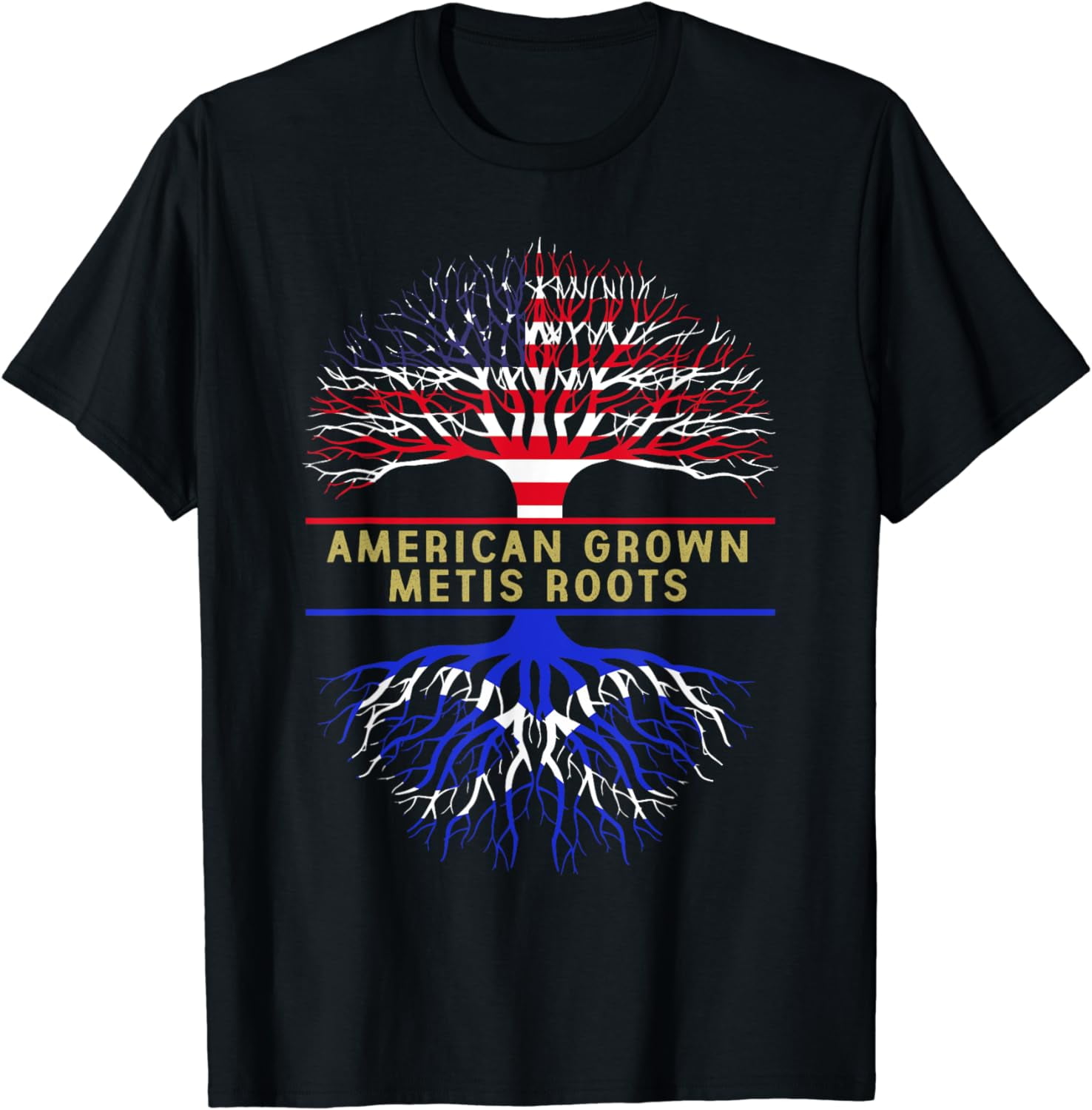 American Grown Metis Roots USA Tree Flag T-Shirt - Walmart.com