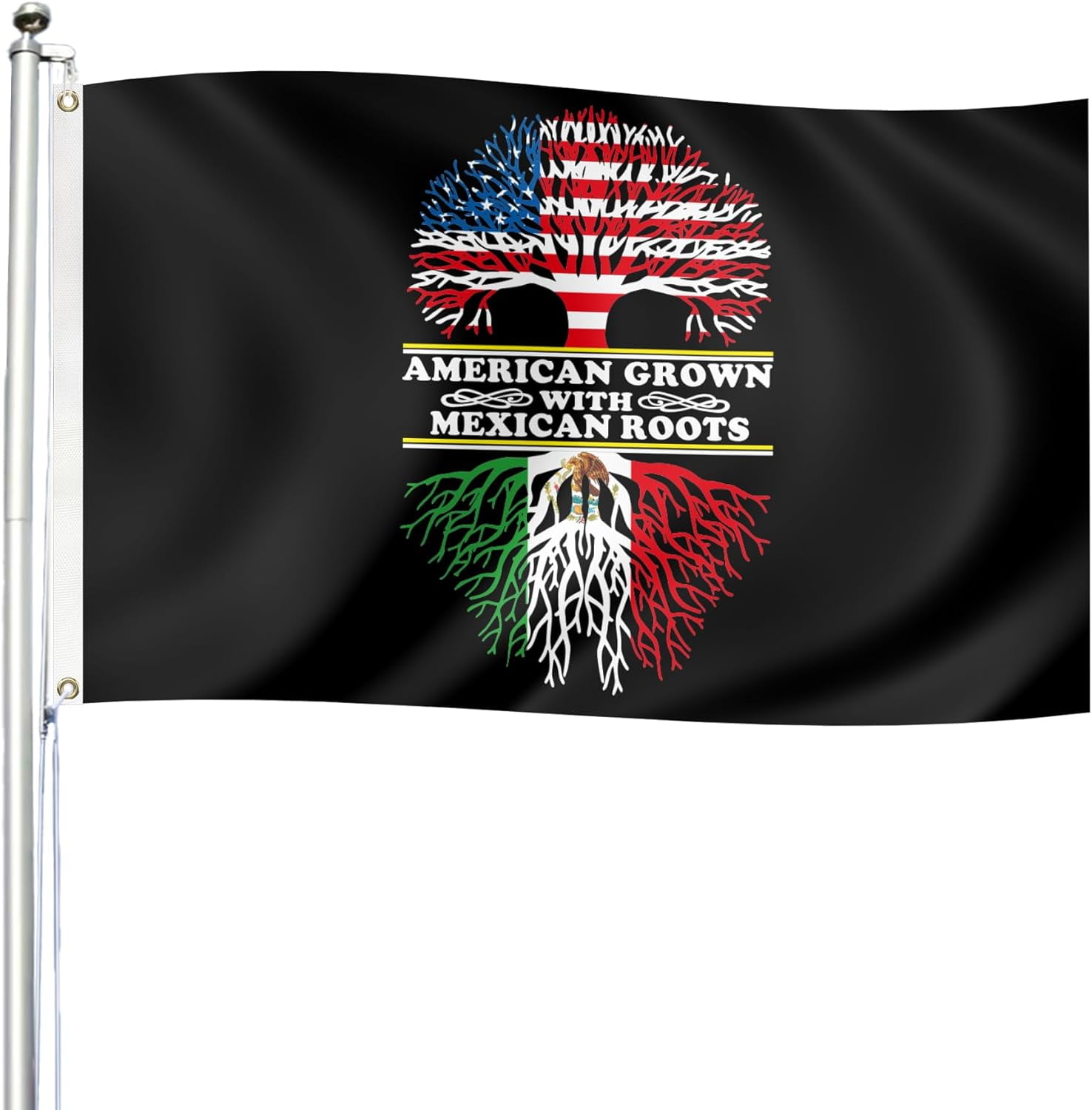 American Grown with Mexican Roots Flag 3x5 Ft Outdoor Banner,Heavy Duty ...
