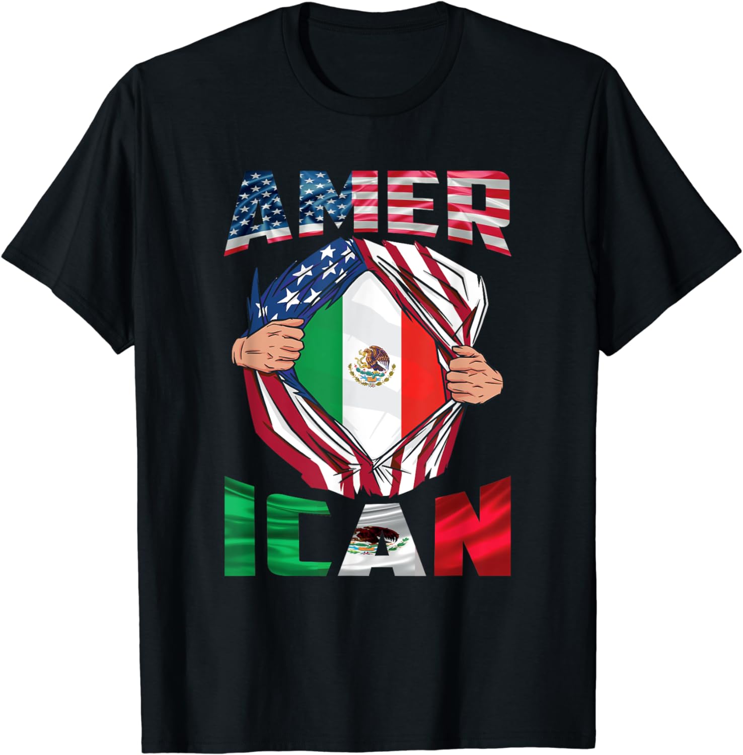 American Grown Mexican Roots Half Mexican Half American Flag T-Shirt ...