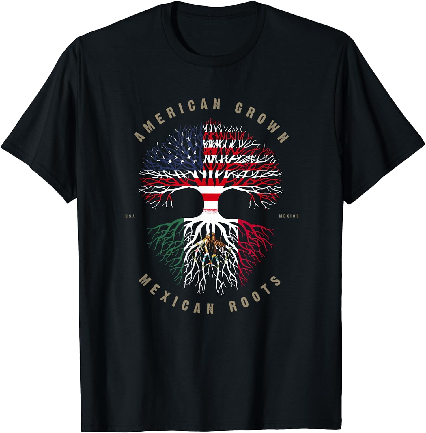 American Grown Mexican Roots Mexico Flag T-Shirt - Walmart.com