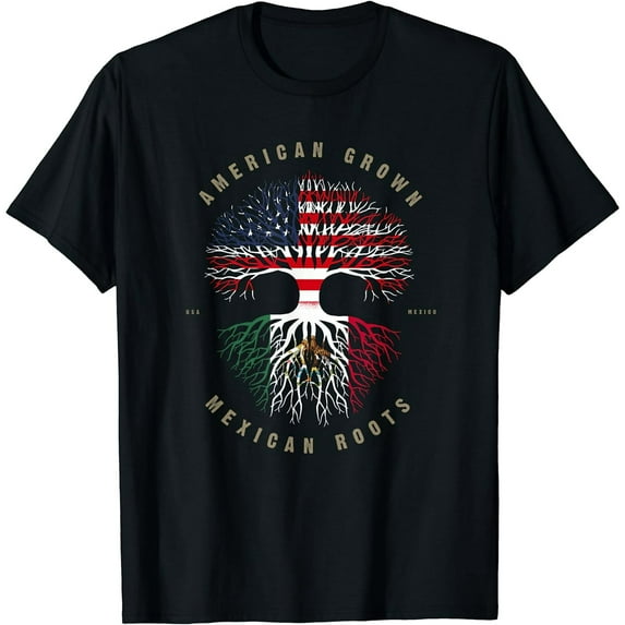 American Grown Mexican Roots Mexico Flag T-Shirt - Walmart.com