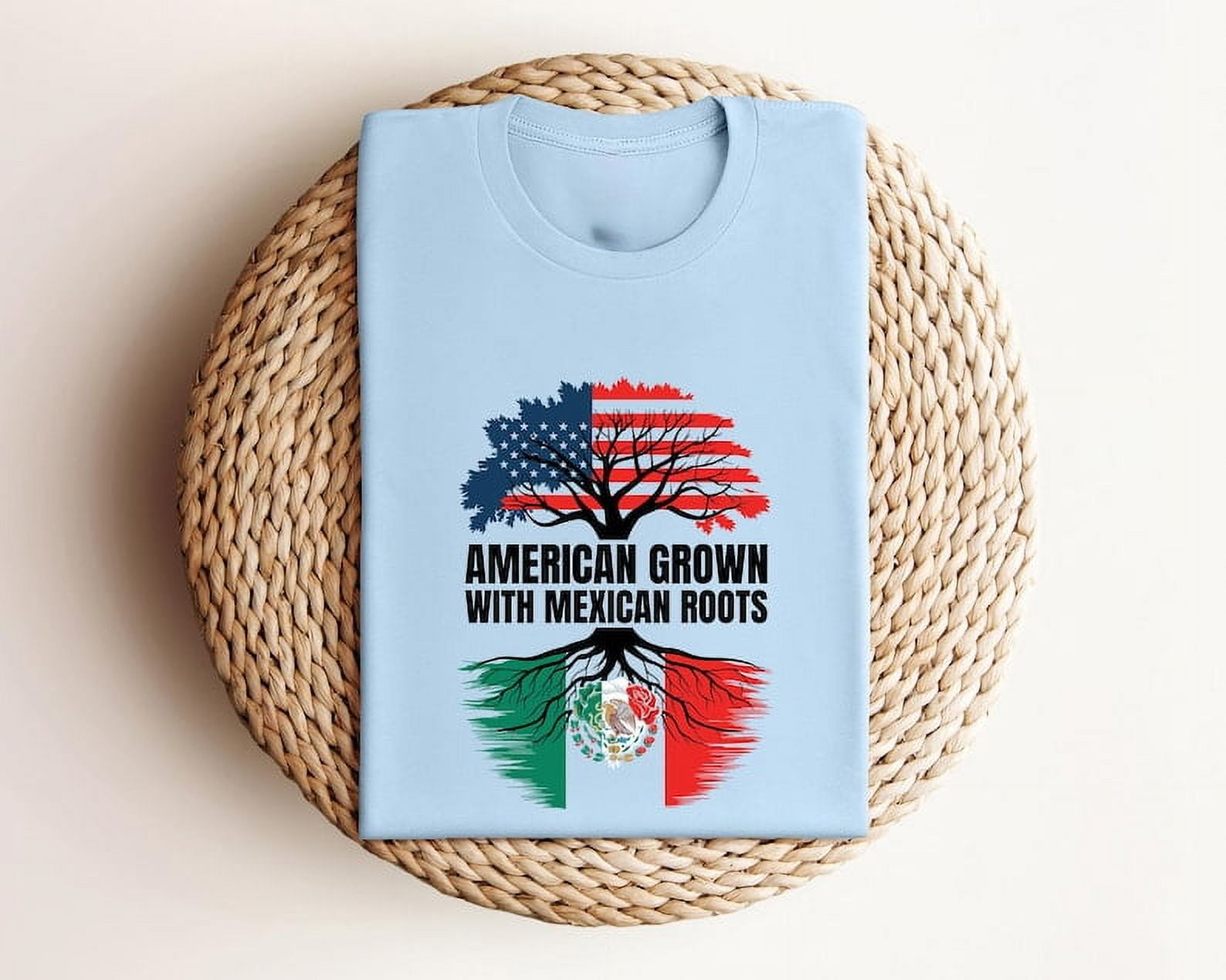 American Grown Mexican Roots T-Shirt, USA Mexico Heritage Tee ...