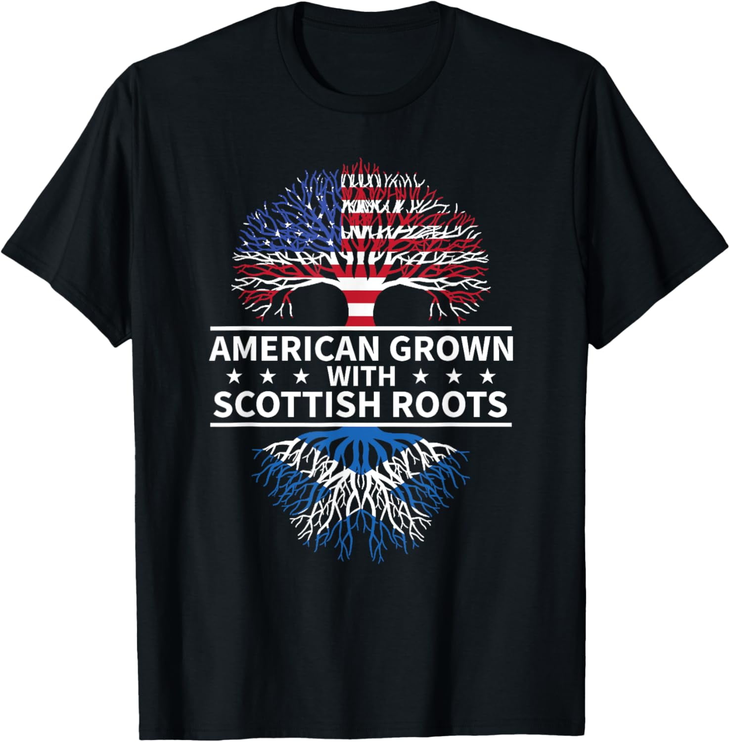 American Grown Scottish Roots Scotland Gift T-ShirtMen's and women's gift, black and white T ...