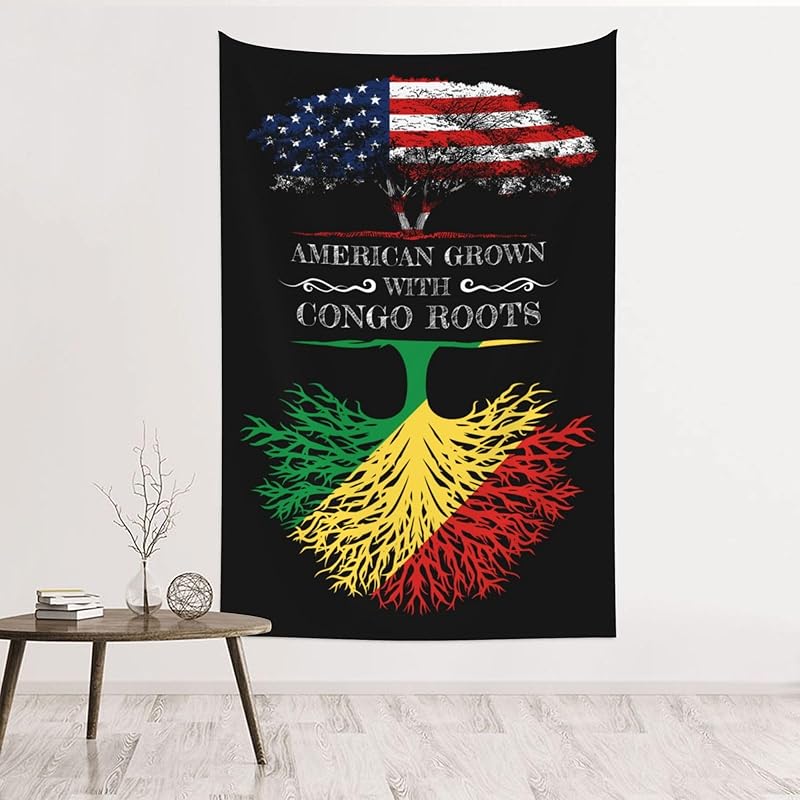 American Grown With Congo Roots Congo Flag Tapestry 60x40 Inch Funny ...