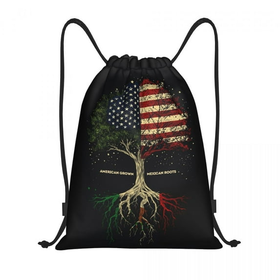 American Grown With Mexican Roots Drawstring Backpack Sports Gym ...