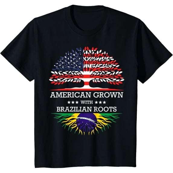 American Grown with Brazilian Roots USA Flag T-Shirt - Walmart.com