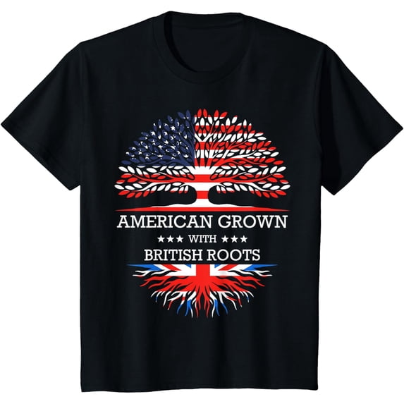 American Grown with British Roots USA Flag T-Shirt - Walmart.com