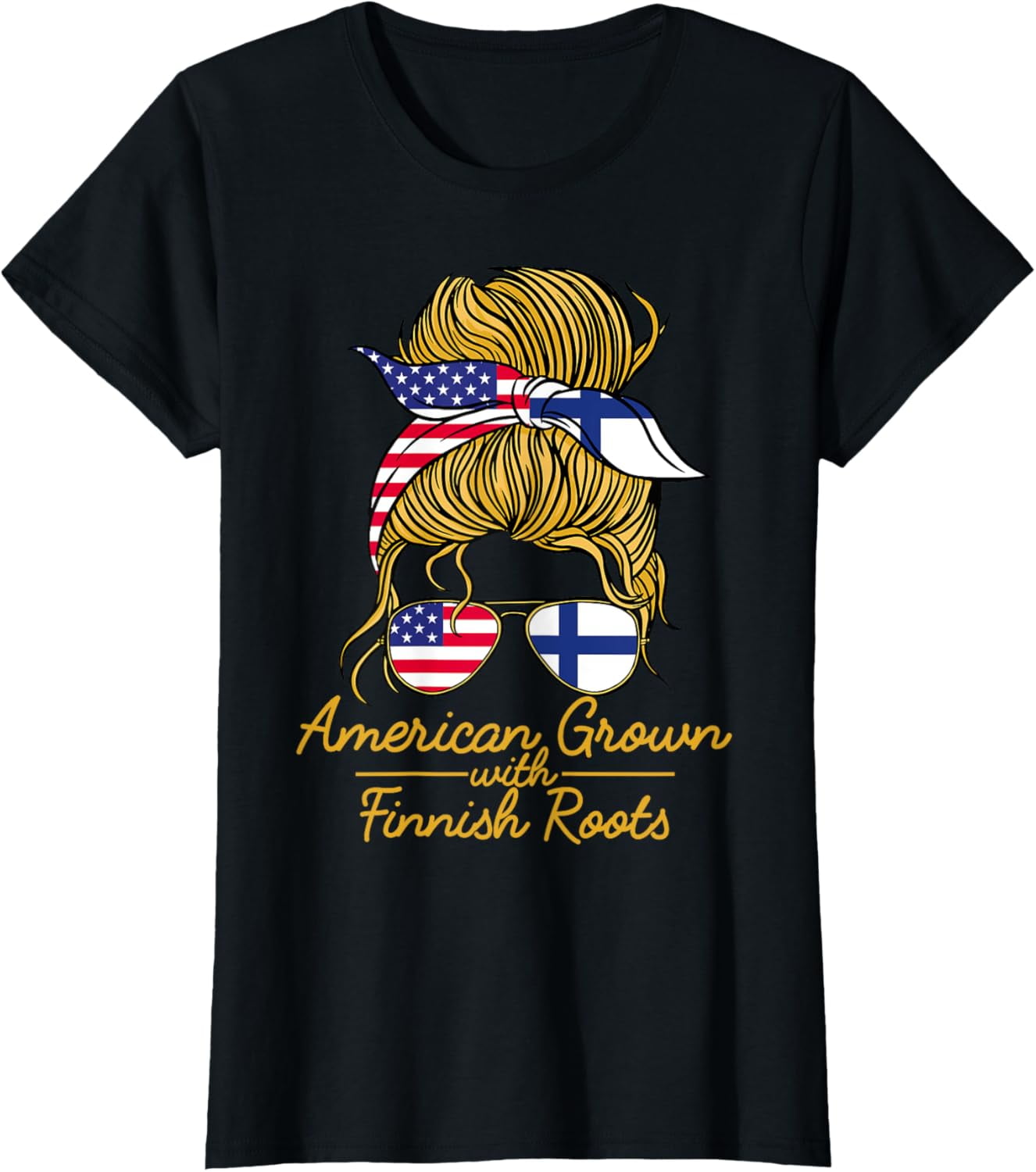 American Grown with Finnish Roots Finland and USA Flag T-Shirt ...
