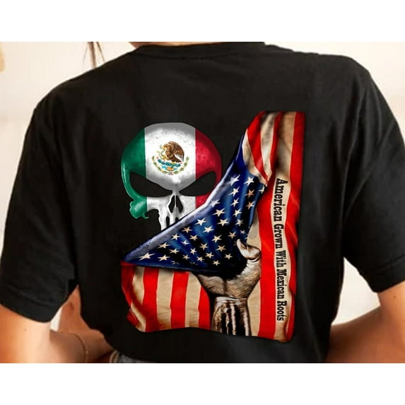 American Grown with Mexican Roots : USA Mexico Flag, Skull - Walmart.com