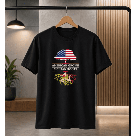 American Grown with Sicilian Roots Heritage Pride Unisex T-Shirt, S-5XL ...