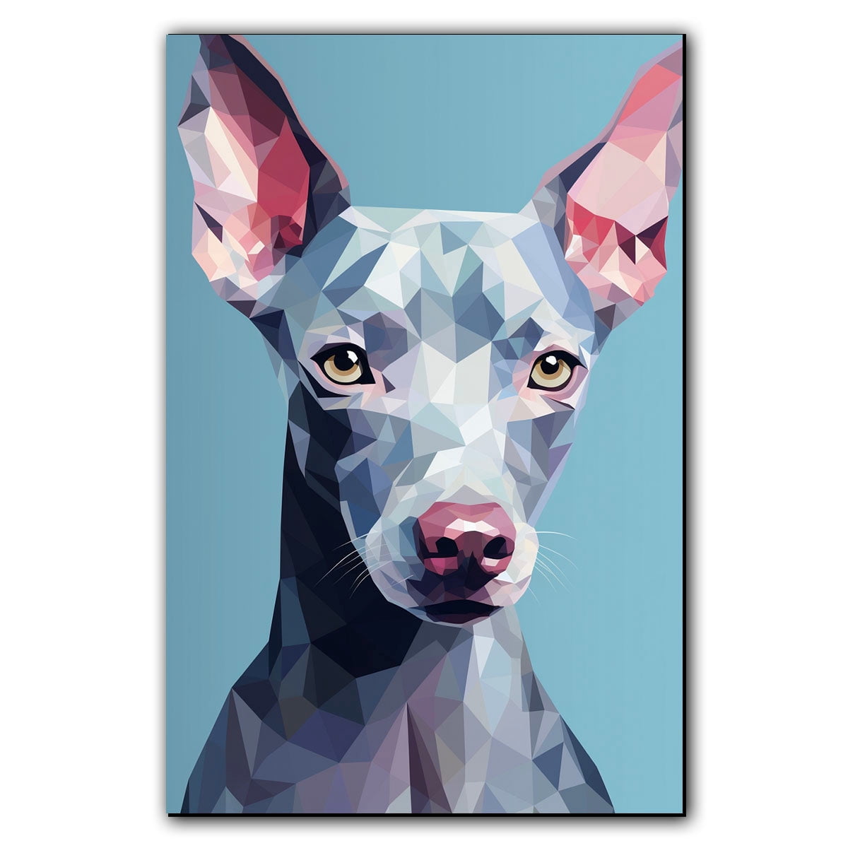 American Hairless Terrier Dog Art Canvas, Pet Wall, Polygon Art Print ...