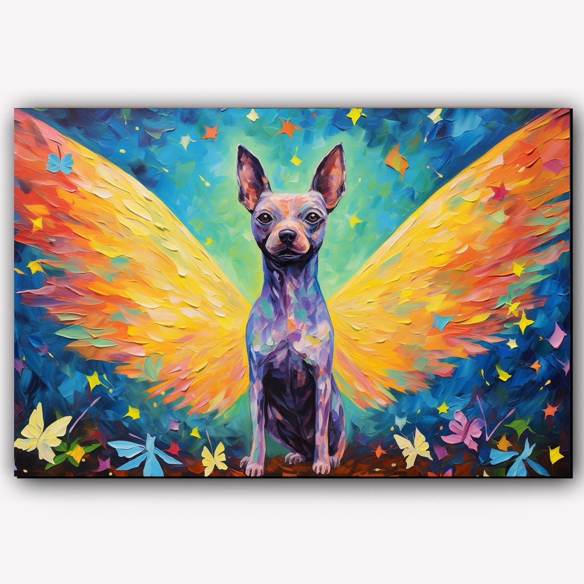 American Hairless Terrier Dog Wall Art Graffiti Painting Canvas Print ...