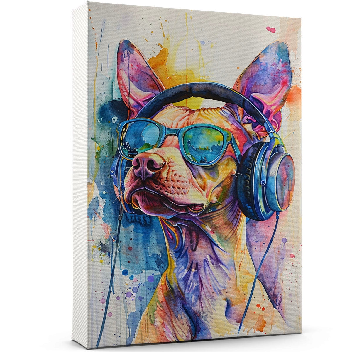 American Hairless Terrier Headphone Wall Art Dog Wall Poster, American ...