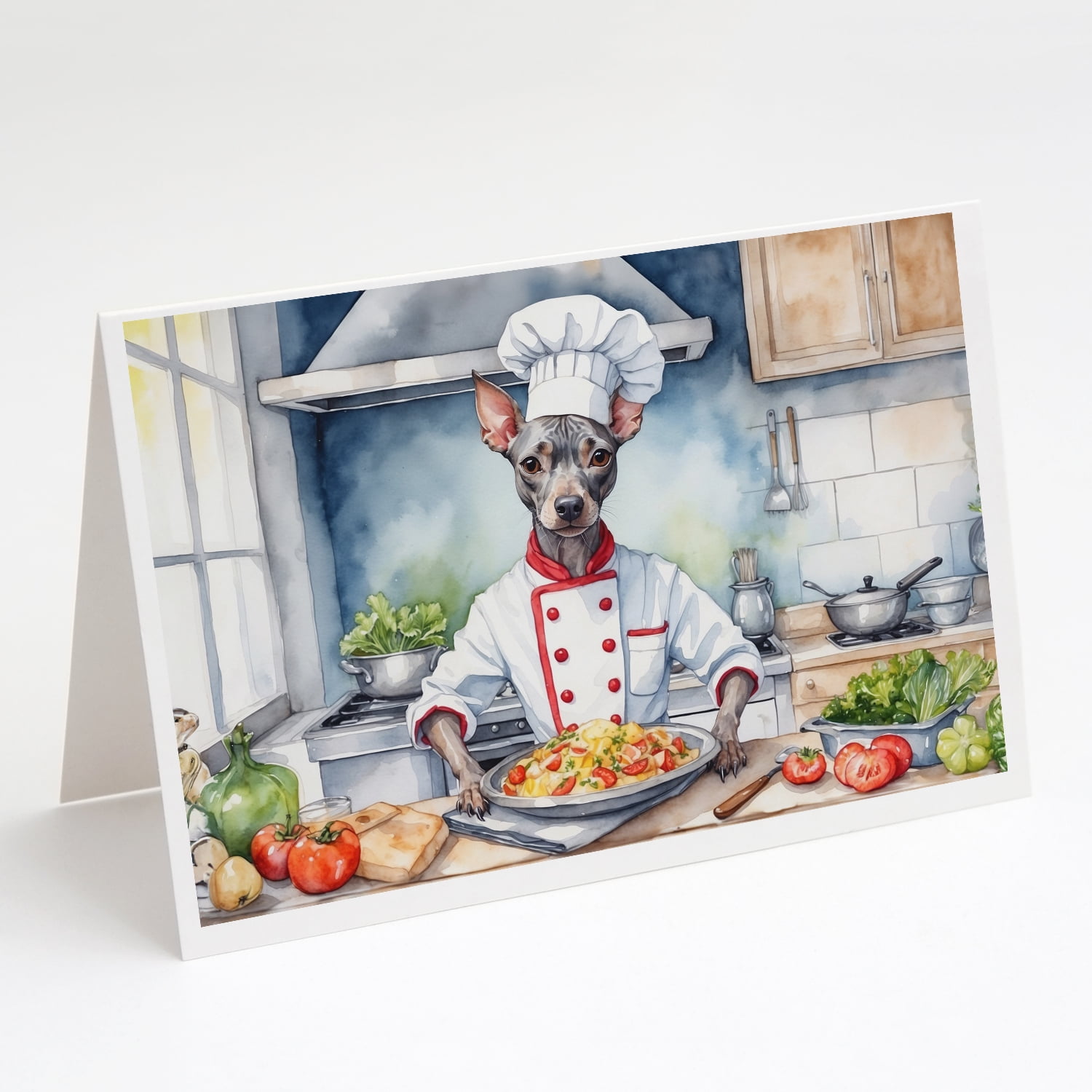 American Hairless Terrier The Chef Greeting Cards Pack of 8 7 in x 5 in ...