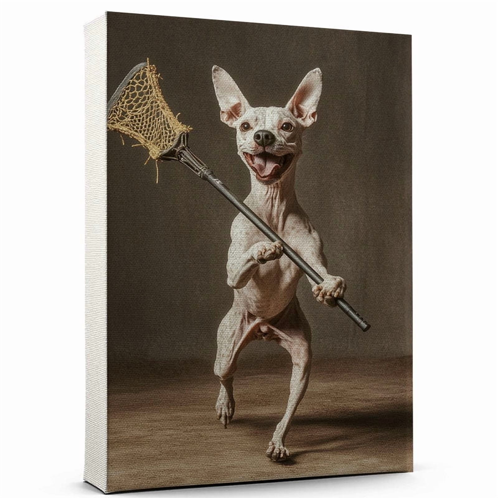 American Hairless Terrier Vintage Dog Lacrosse Canvas – Artistic Sports ...