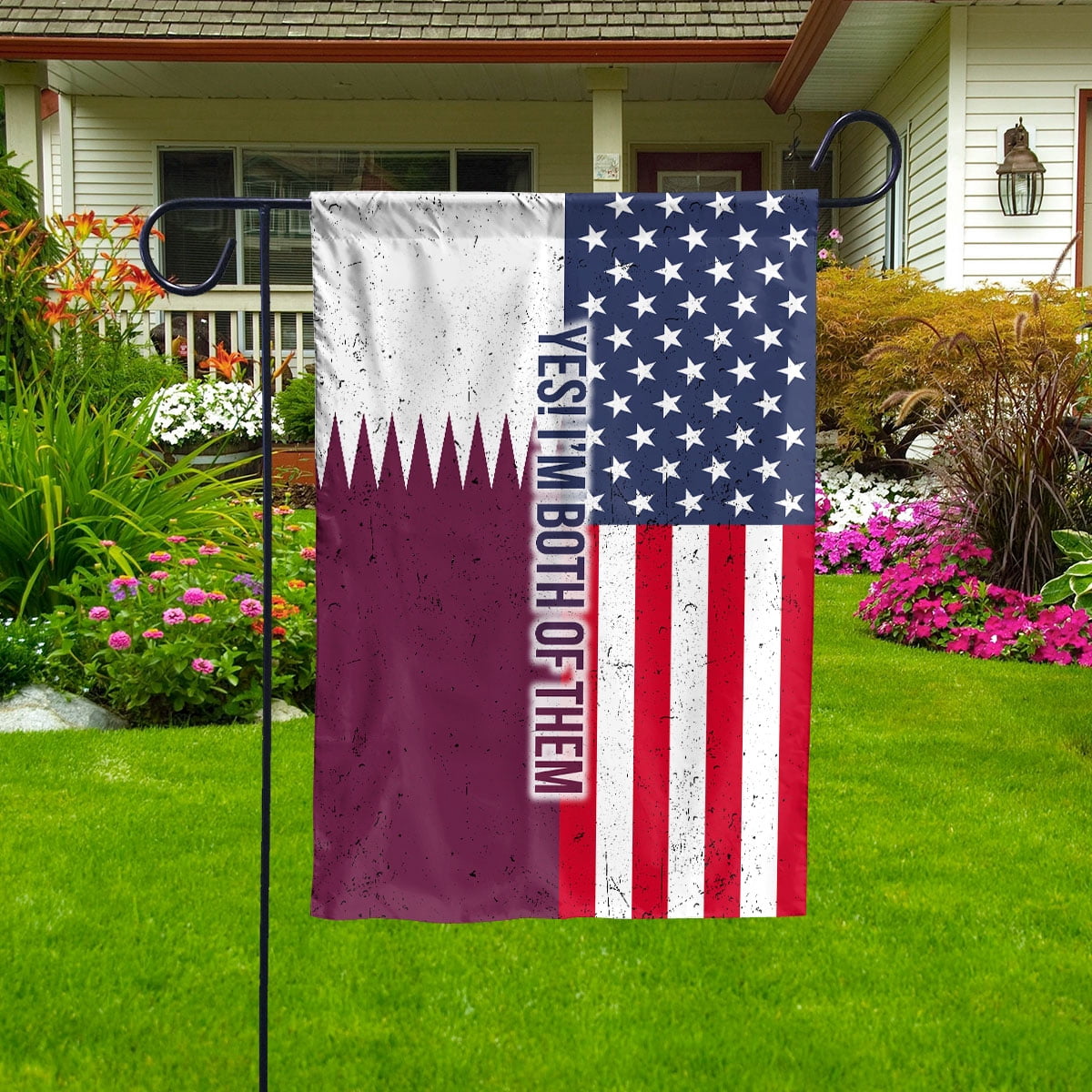 American Half Qatar Flag Qatari Friendship U.S.A My Home My Blood House ...