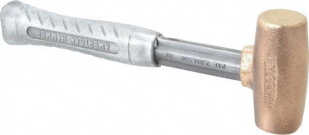 American Hammer 3 Lb Head 1-1/2" Face Brass Head Hammer 11-1/2" OAL ...