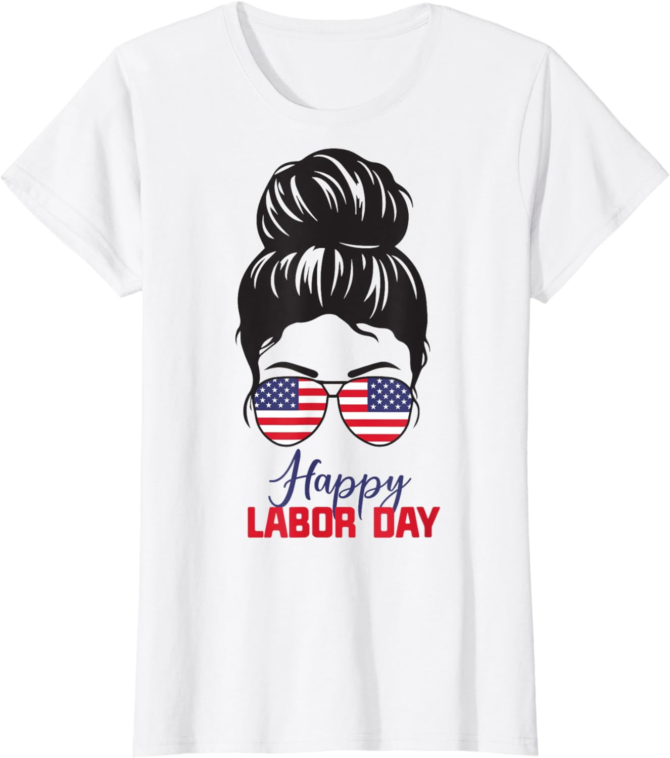 American Happy Labor day Messy Bun Hair T-Shirt - Walmart.com
