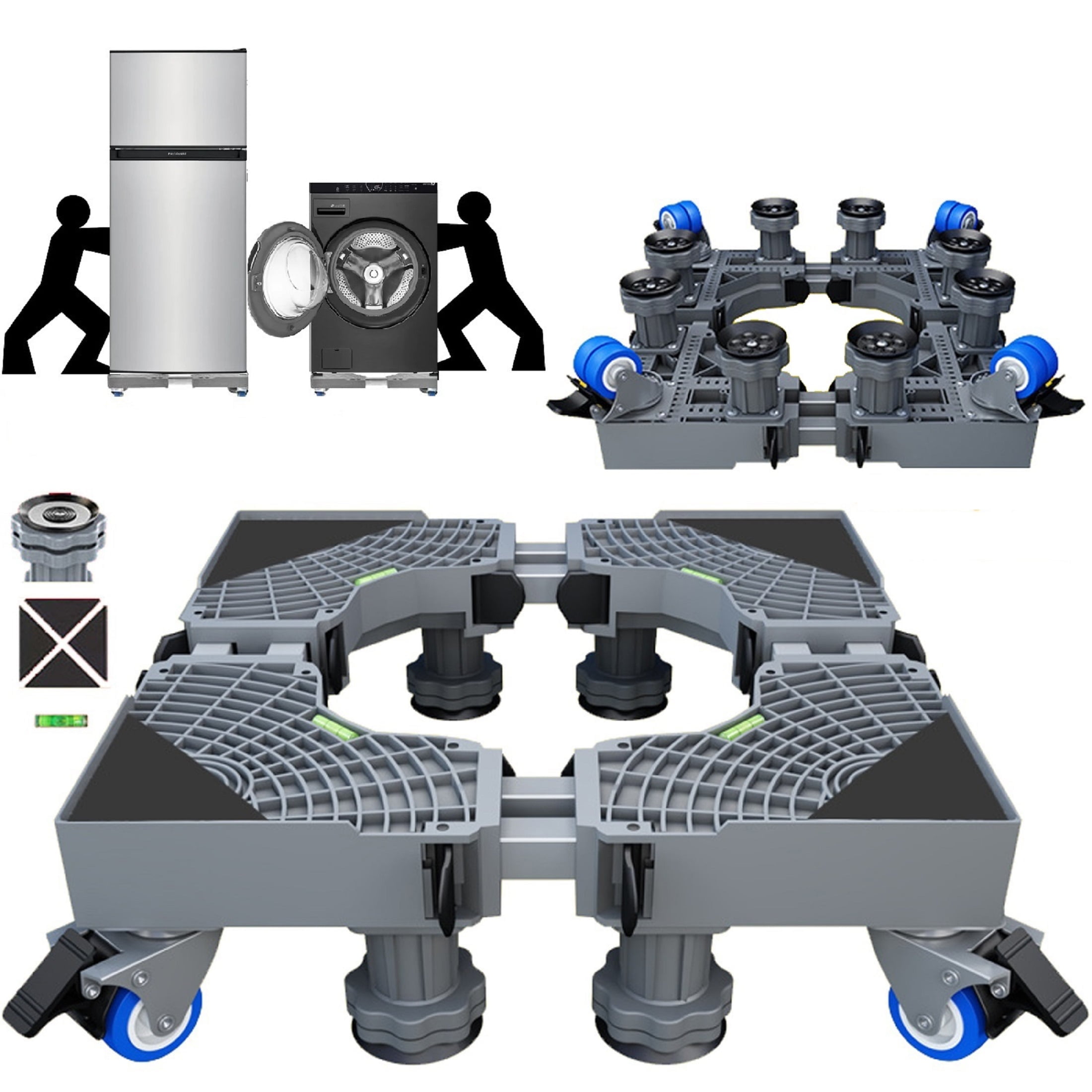 Adjustable Mini Fridge Stand & Washer Dryer Pedestal with Mobile Base ...