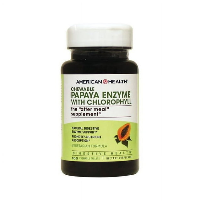 American Health Chewable Papaya Enzyme with Chlorophyll 100 Chwbls ...