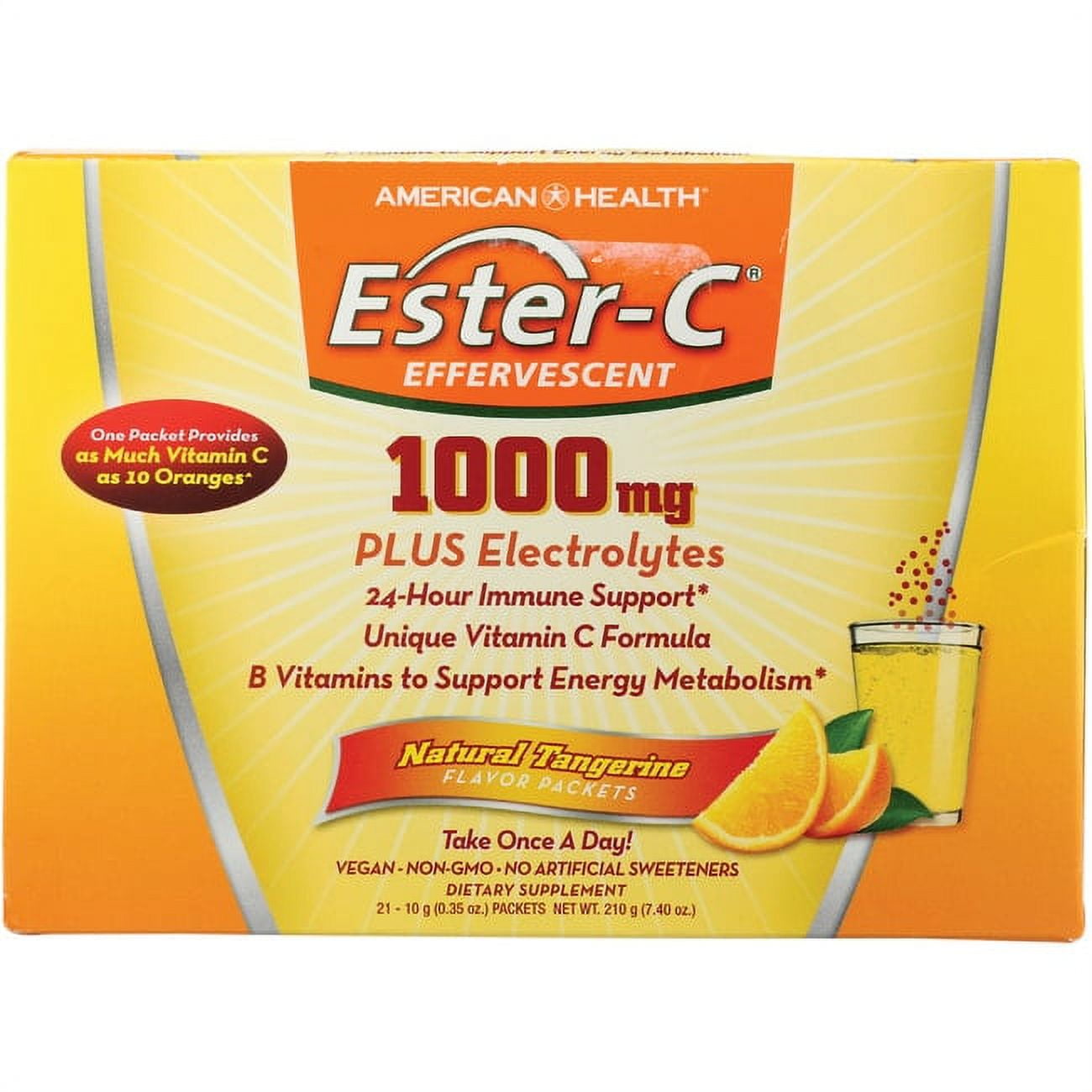 American Health Ester-C 1000 mg effervescent 21 packets Tangerine ...