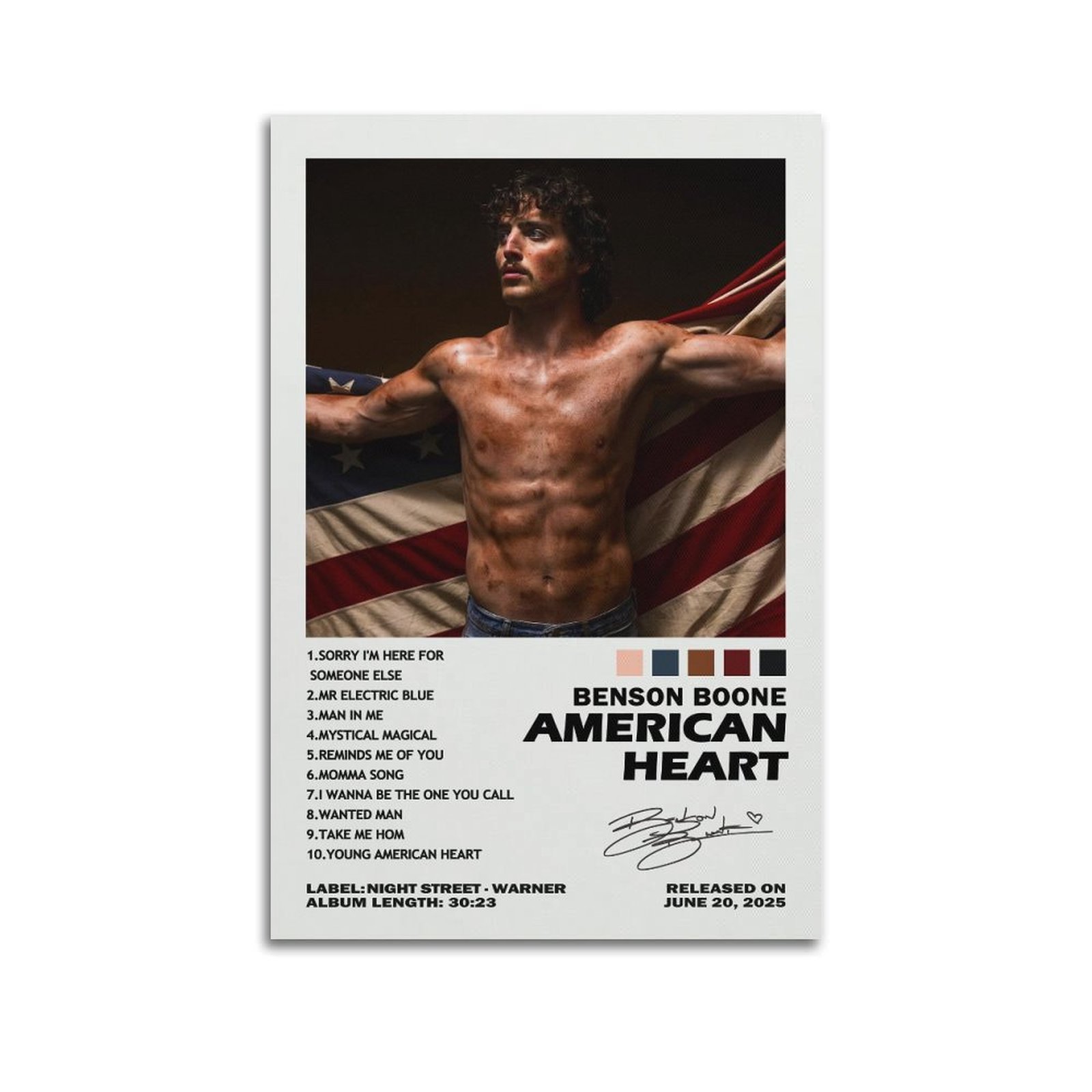 American Heart (Benson Boone Album Painting Vintage Poster Picture ...