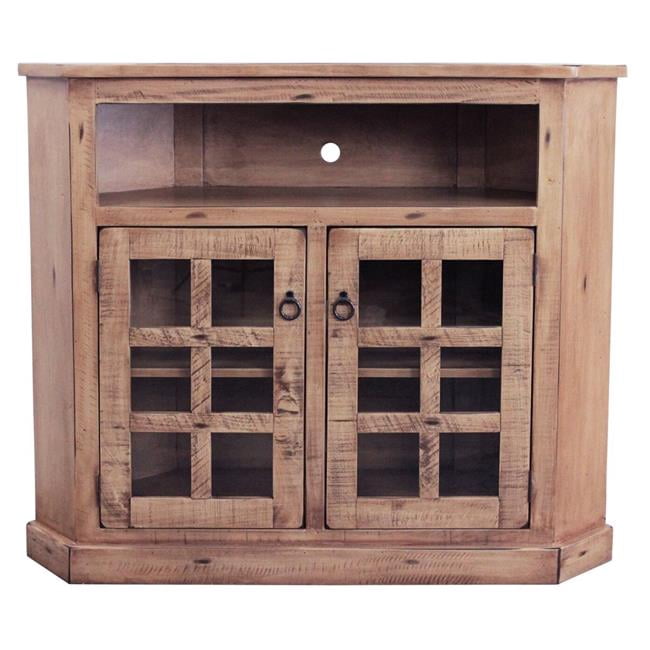 American Heartland 30737RSWGP Rustic Tall Curve Corner TV Stand, Rustic ...