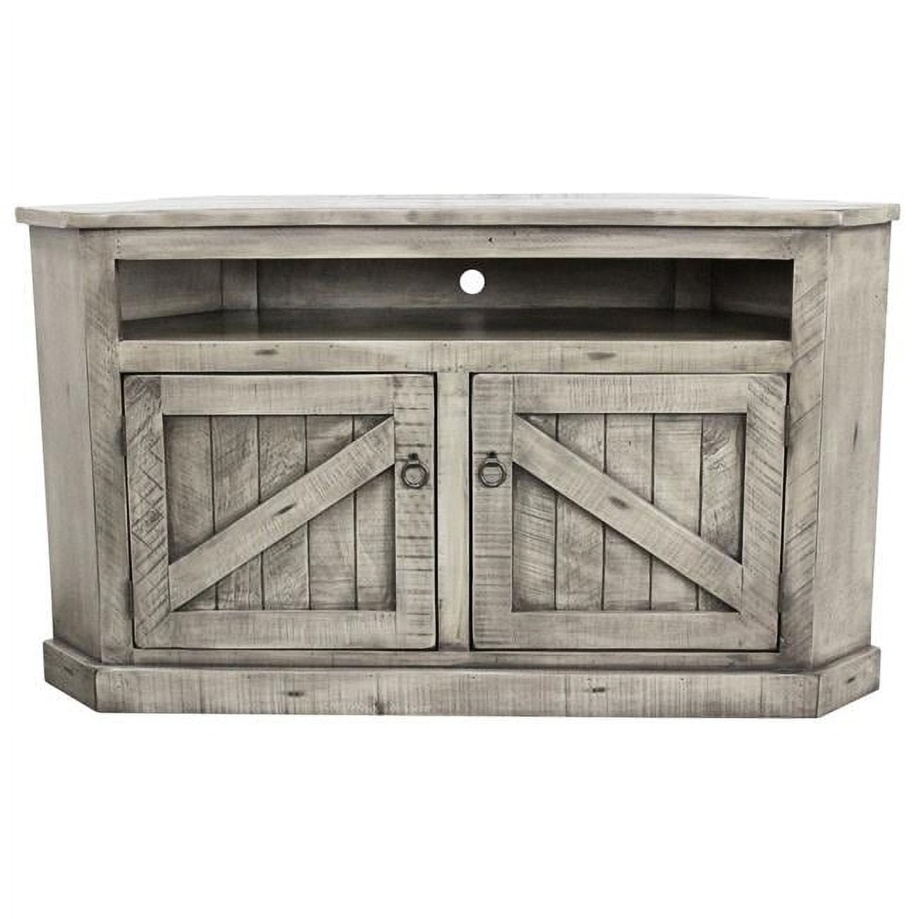 American Heartland 30744RDVRD Rustic Curve Corner TV Stand with 2 Rustic Panel Doors, Rustic ...