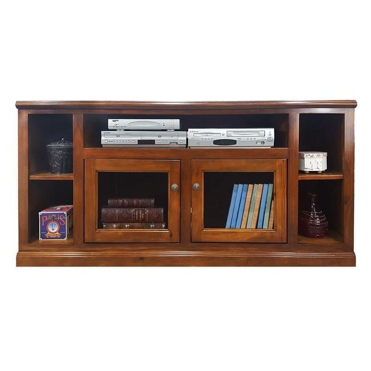 American Heartland 66 in. Poplar TV Stand with Bookcase Sides, Havana ...