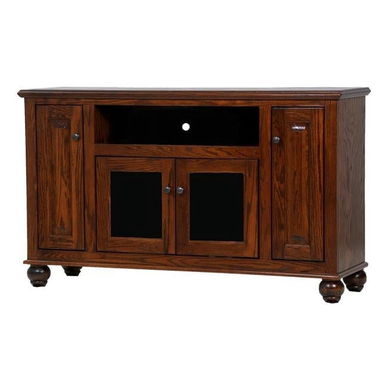 American Heartland Oak Deluxe Entertainment Console with 2 Fixed Wood ...