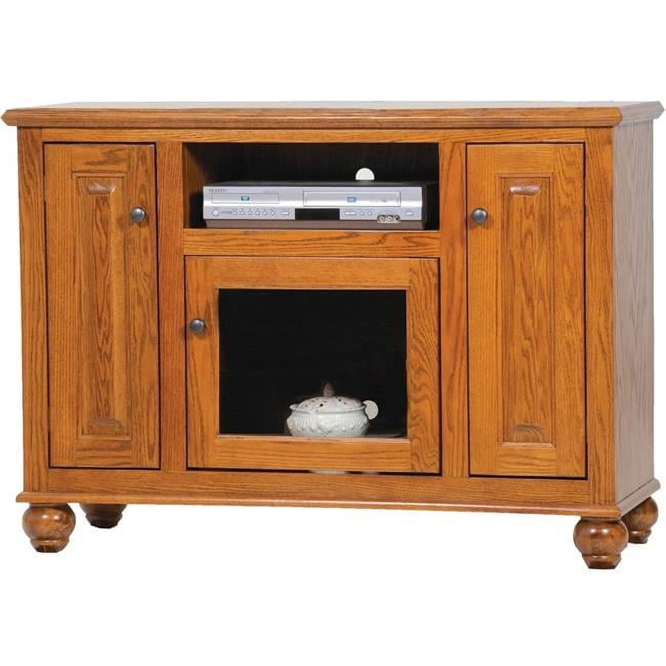 American Heartland Oak Deluxe Entertainment Console with 2 Raised Panel ...