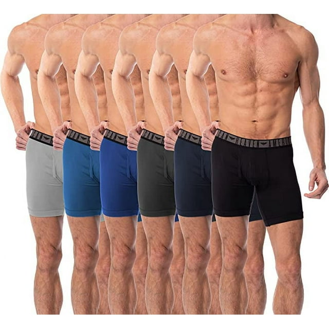 American Heaven Men's 6 Pack Boxer Briefs With Functional Fly (Assorted ...