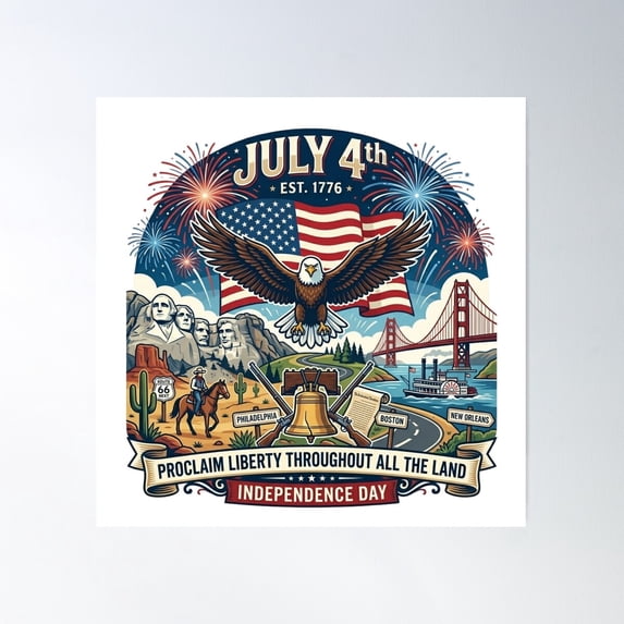 American Heritage And Liberty The Spirit Of 1776 Design Unframed Paper ...