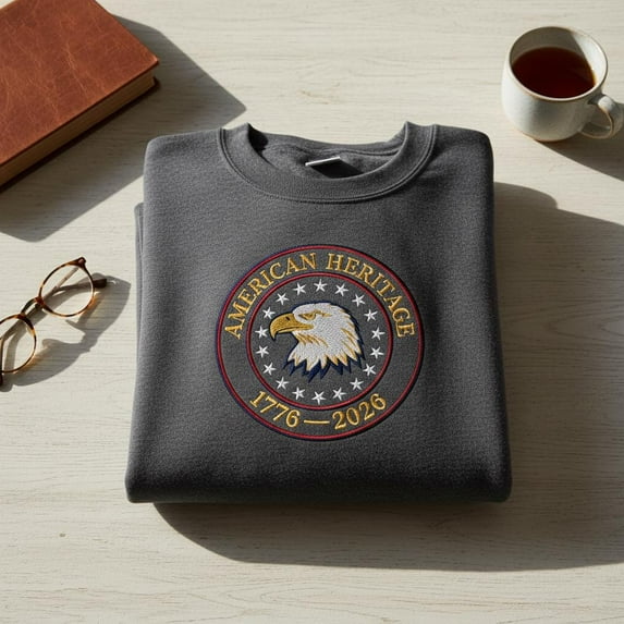 American Heritage Embroidered Sweatshirt, Patriotic Eagle Crewneck, US ...