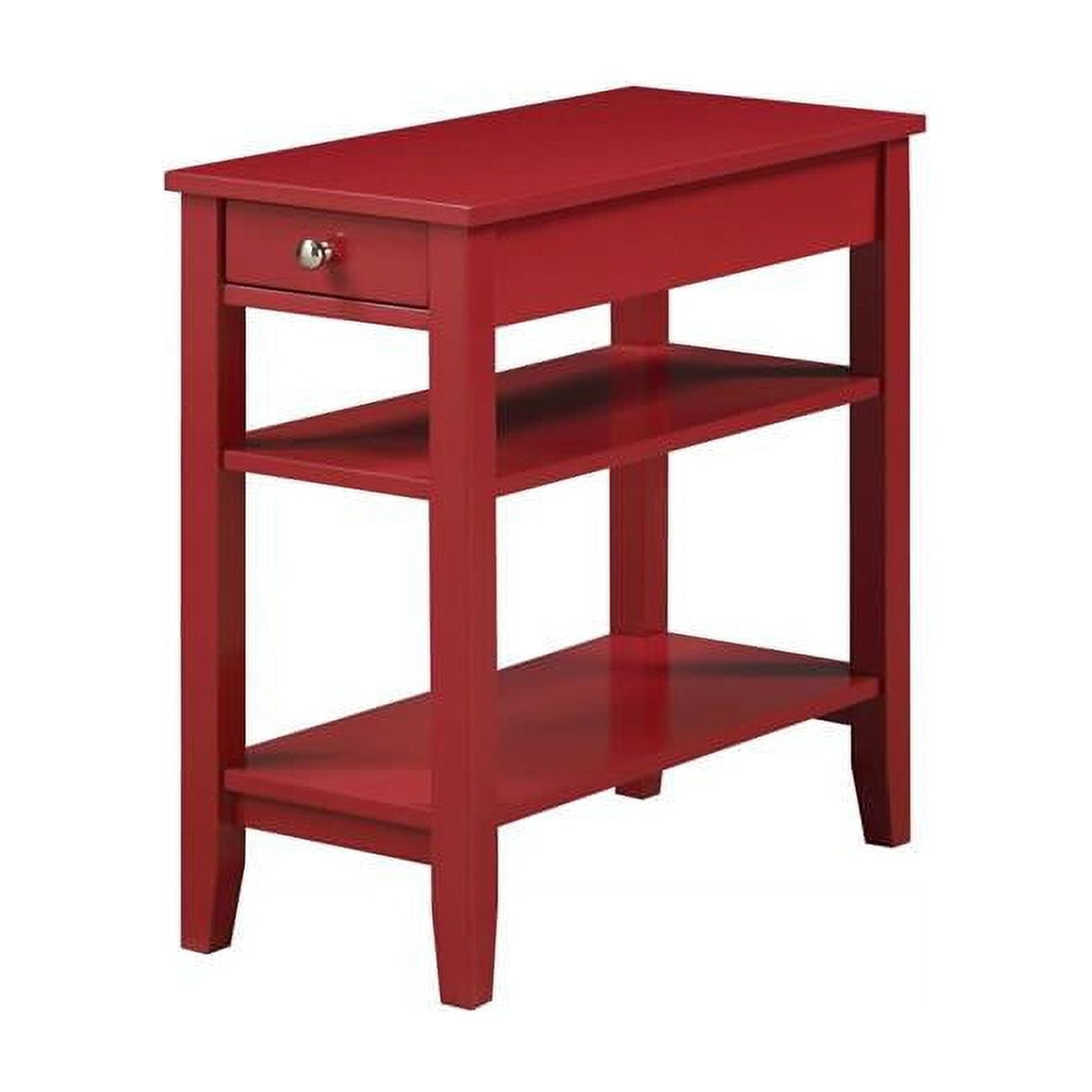 American Heritage Three Tier End Table with Drawer, Cranberry Red ...