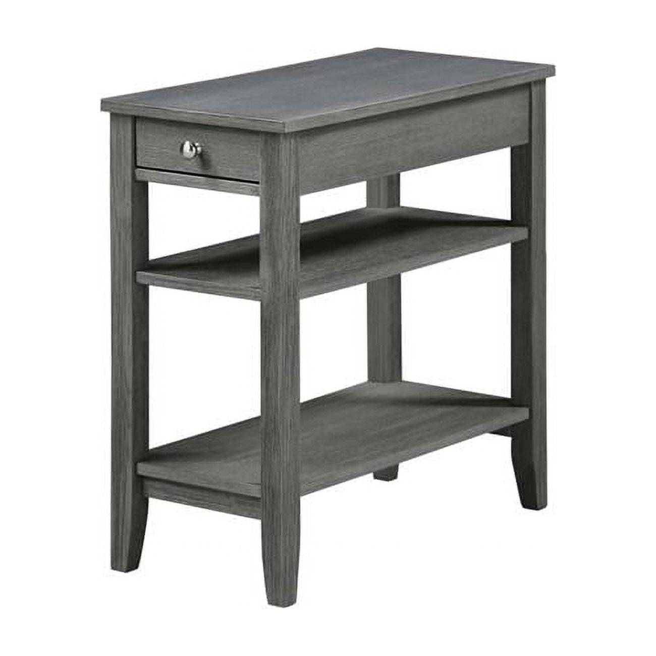 American Heritage Three Tier End Table with Drawer, Dark Gray Wirebrush ...