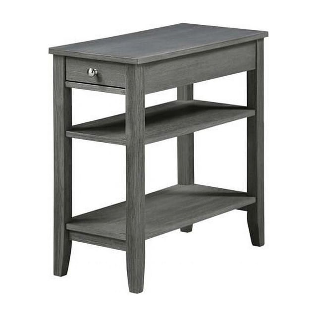 American Heritage Three Tier End Table with Drawer, Dark Gray Wirebrush ...