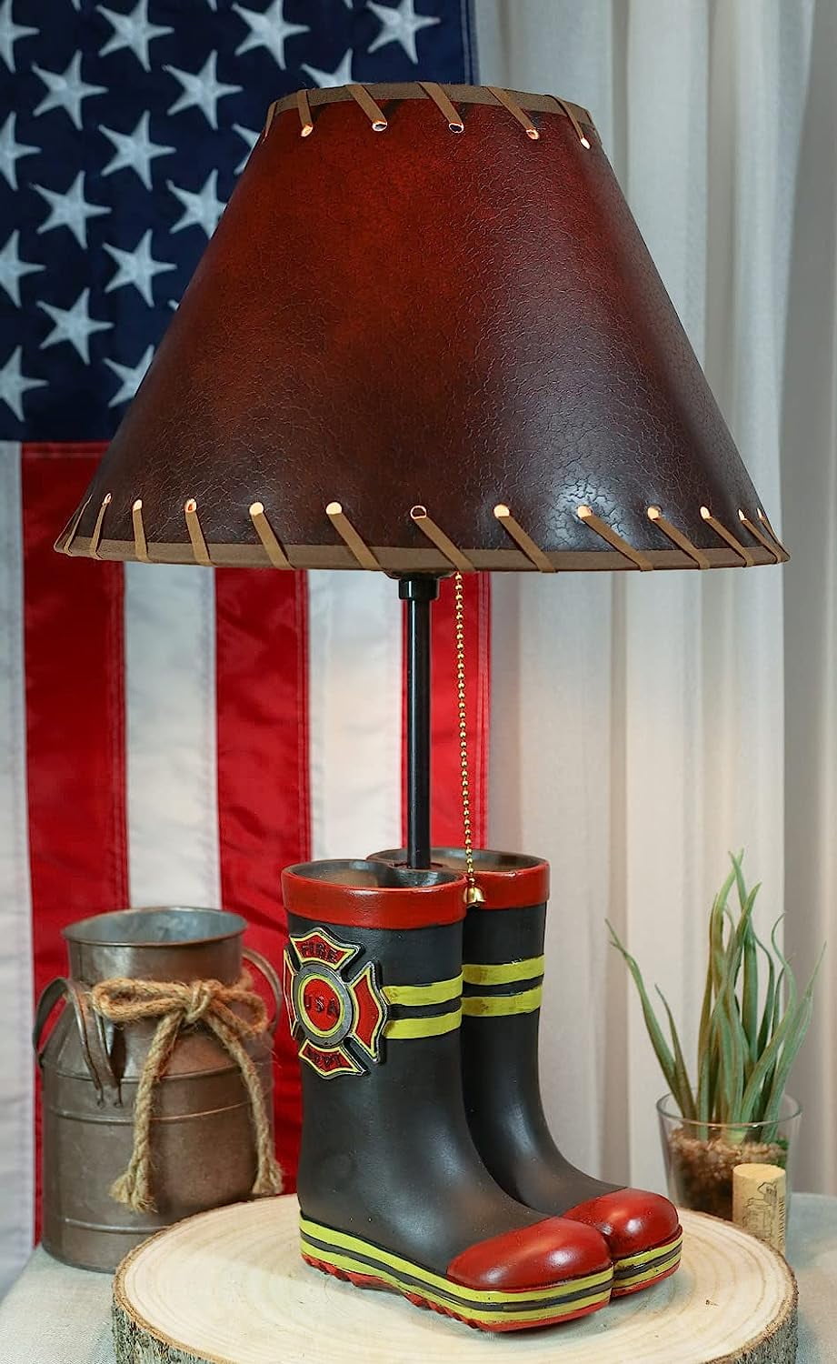 American Hero Fire Fighters Fireman Boots Desktop Table Lamp With Laced ...