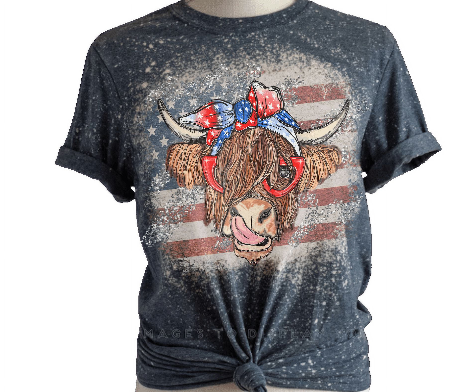 American Highland Cow Custom Bleached T-Shirt - Walmart.com