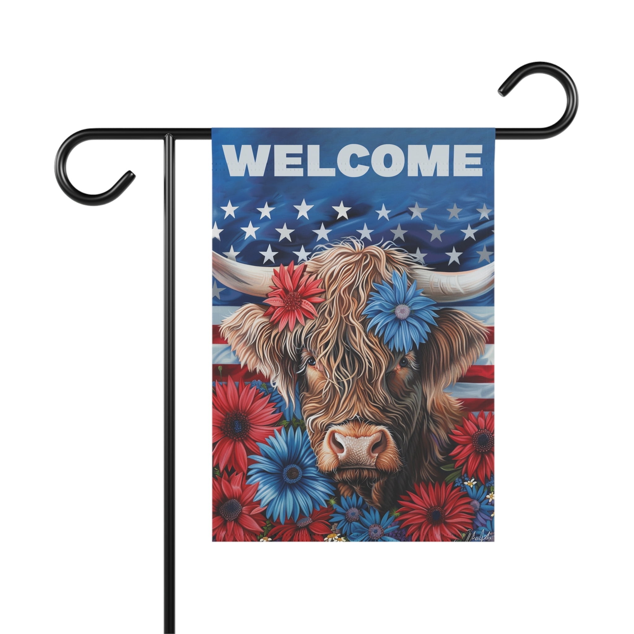 American Highland Cow Independence Day Flag, Highland Cow Flag ID-0607 ...