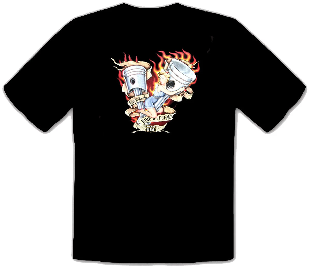 American Highway Ride Custom Bike Rockabilly Harley Chopper Black T ...