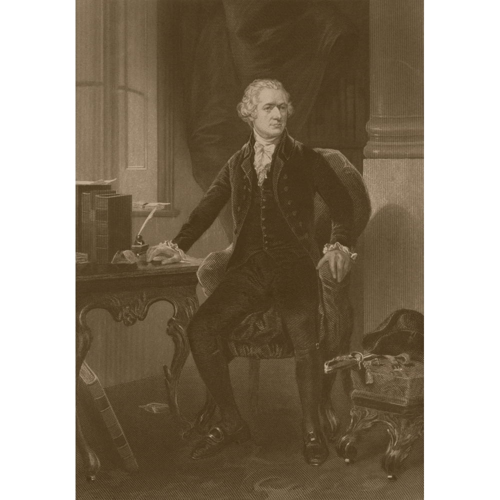 American History print of Alexander Hamilton sitting at his desk Poster ...