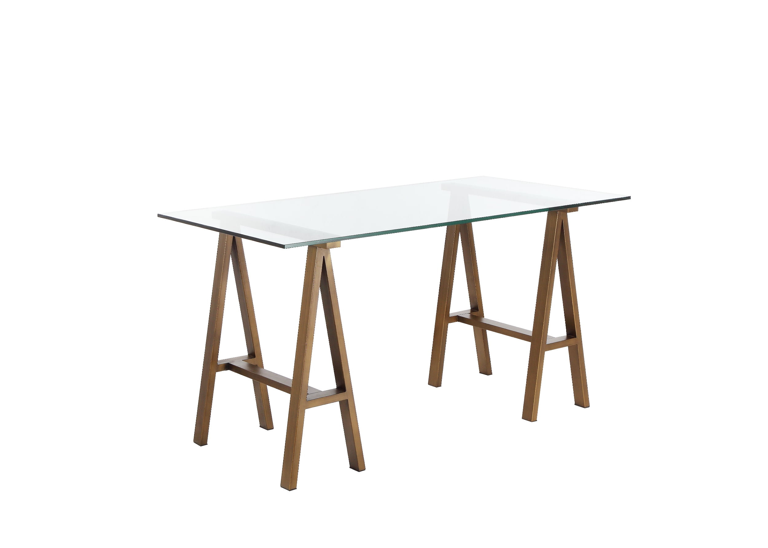 American Home Classic Brady Small Modern Metal and Glass Desk in ...