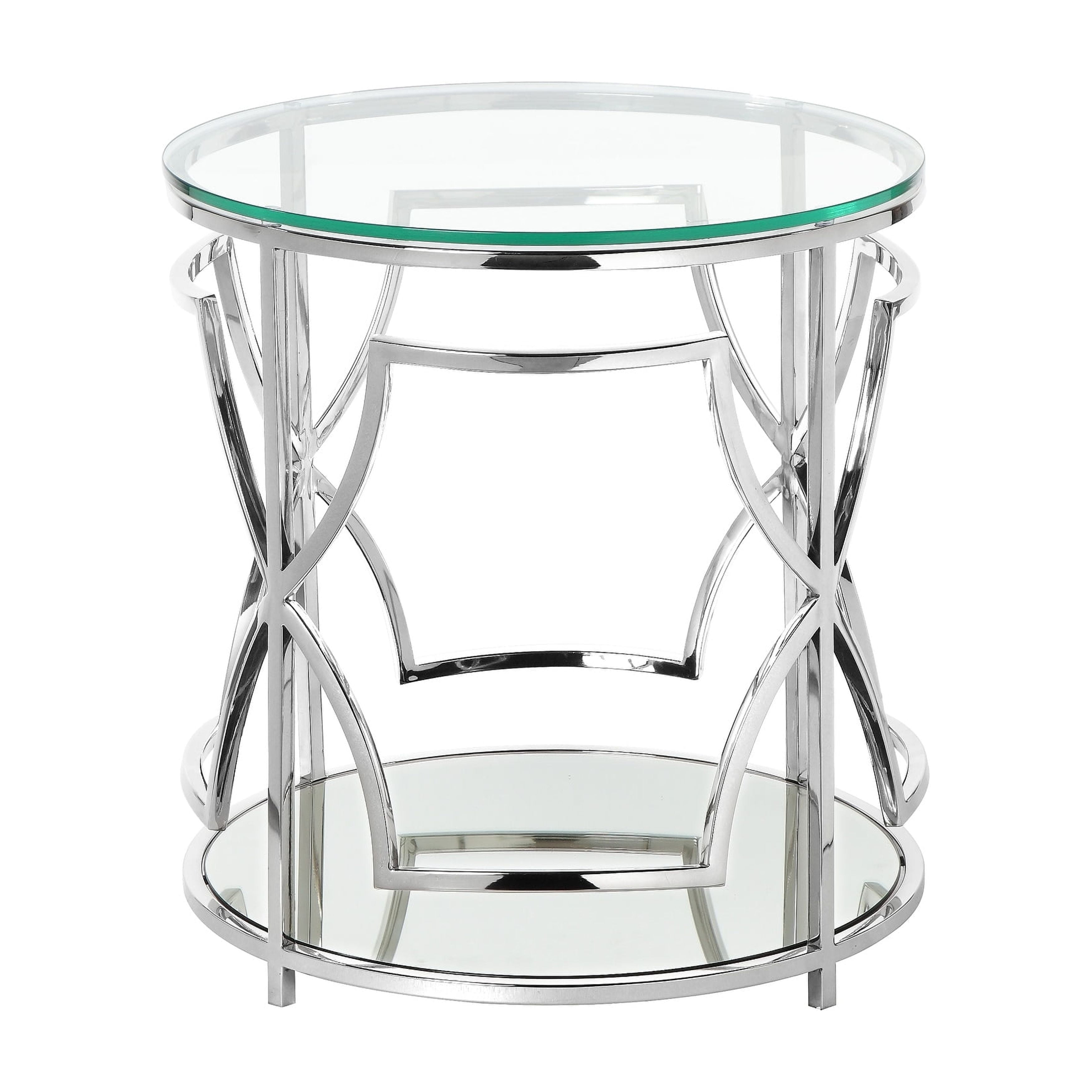 American Home Classic Edward Round Metal-Glass Side Table in High ...