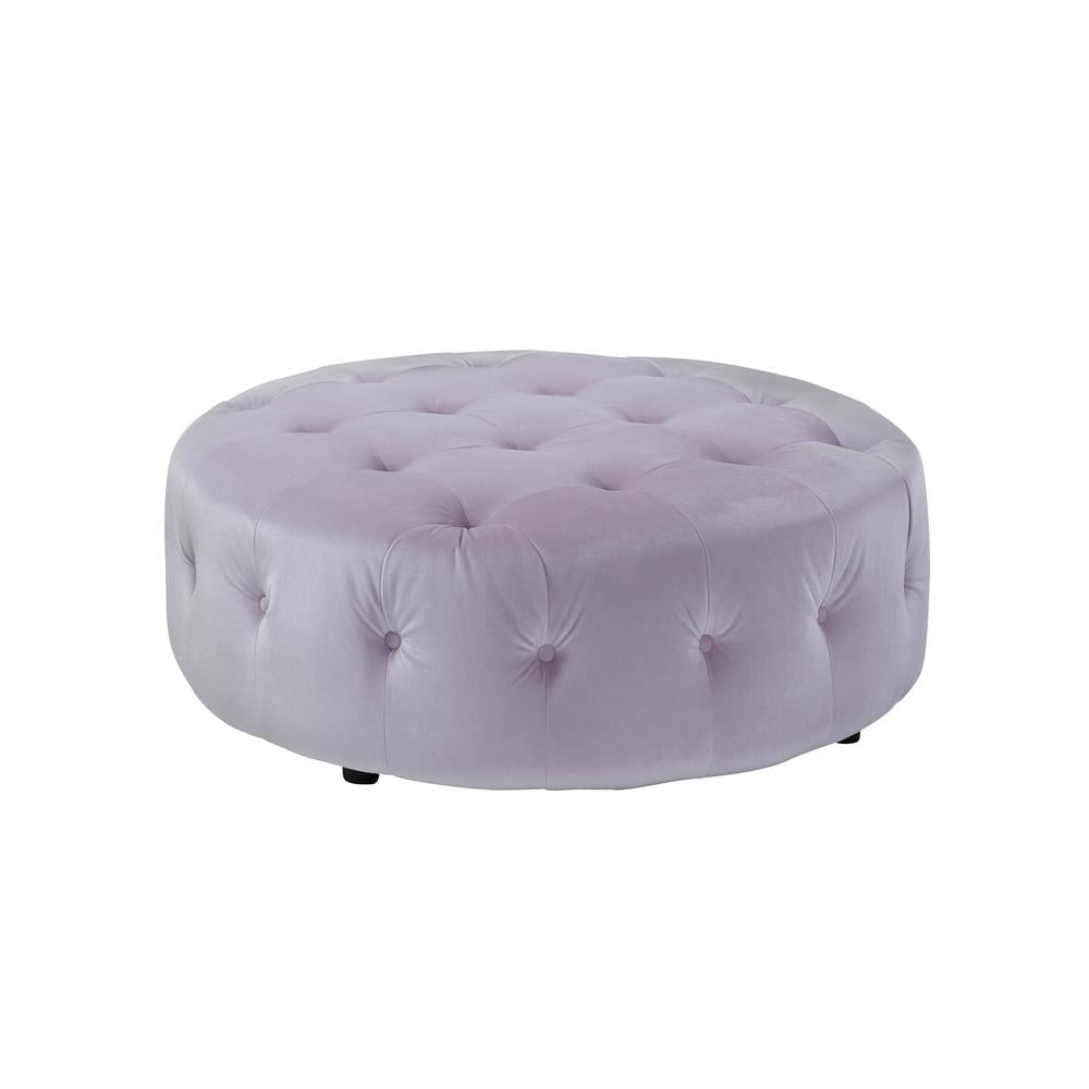 American Home Classic Jasper 16" Small Round Traditional Velvet Ottoman ...