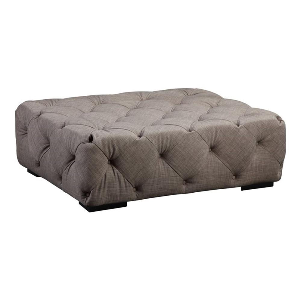 American Home Classic Jasper 17" Rectangular Fabric Ottoman in Brown ...