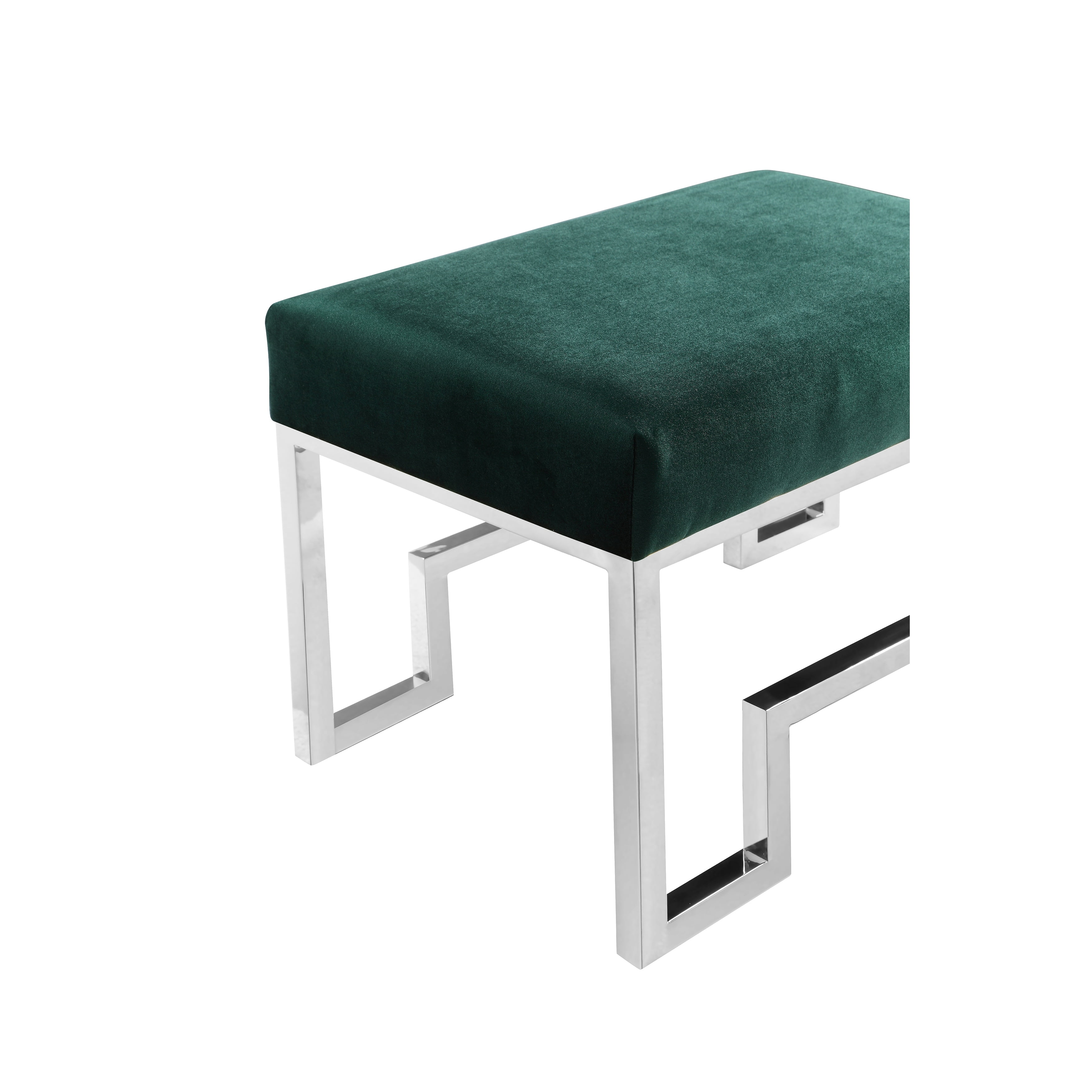 American Home Classic Laurence 18" Stainless Steel/Velvet Stool in ...