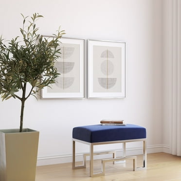 American Home Classic Athena 17" Solid Wood and Linen Fabric Stool in ...